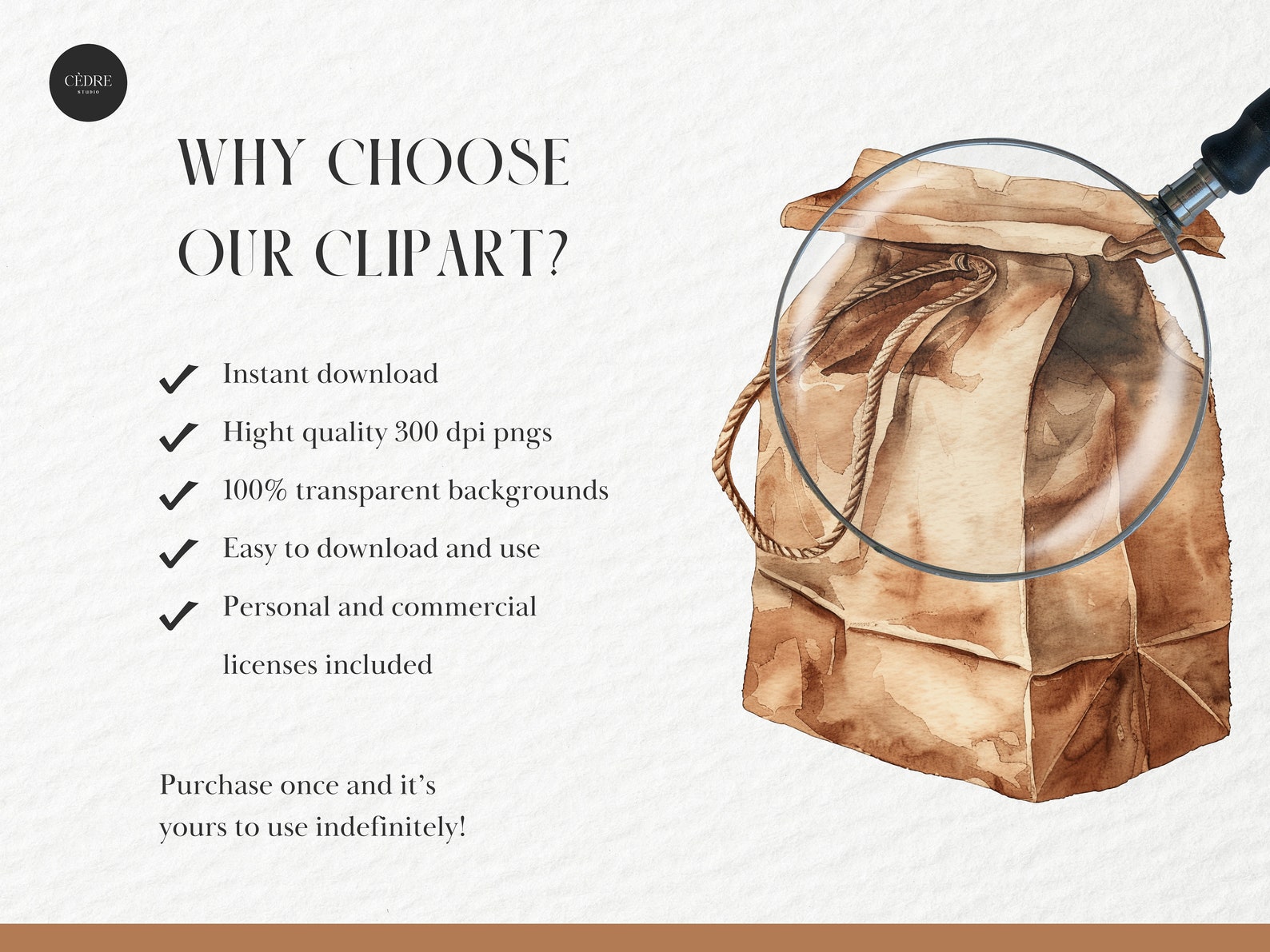 Watercolor Brown Paper Bag Clipart, Retro Lunch Bag Clipart, Alcohol ...