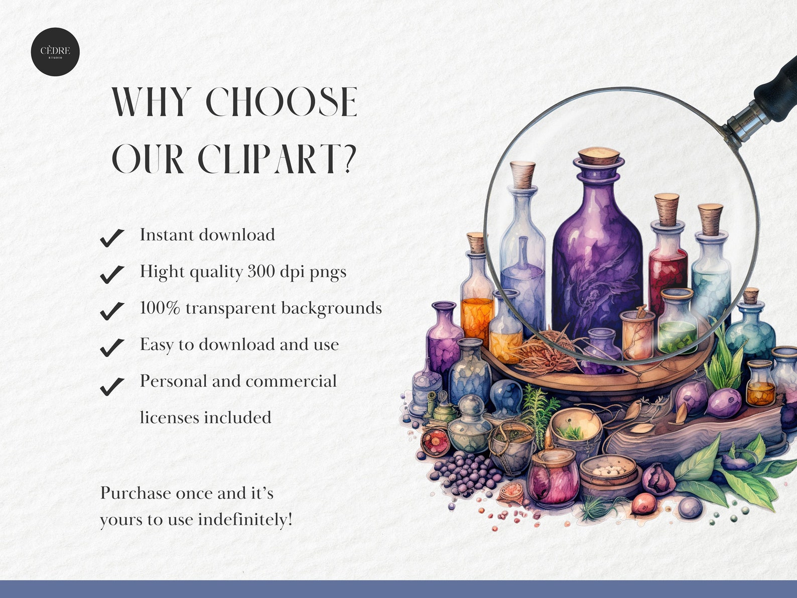 Watercolor Magical Potions Clipart, Fantasy Magic Potion Clipart, Witch ...