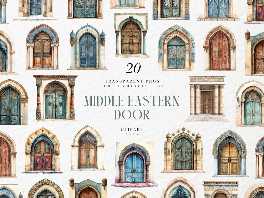 Watercolor Middle Eastern Door Clipart, Moroccan Entrance, Islamic ...