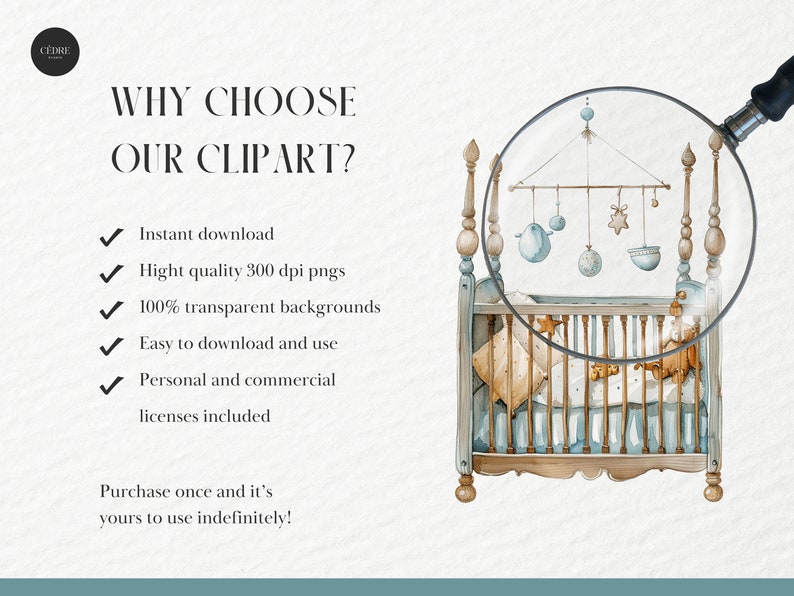 Watercolor Baby Boy Crib Clipart, Wooden Boys Baby Cribs Clipart, Blue ...
