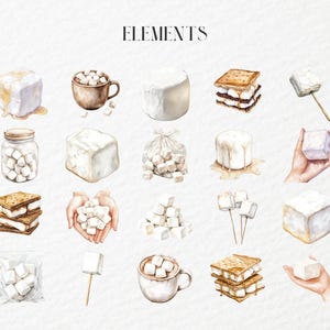 Watercolor Marshmallows Clipart, Fluffy White Marshmallow Clipart ...