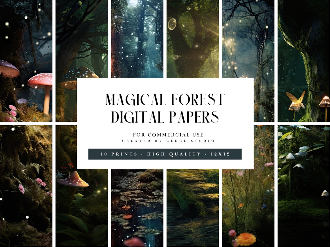 Magical Forest Digital Papers, Magic Forest Bark Digital Patterns ...