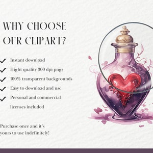 Watercolor Love Potion Clipart, Magical Love Potions Clipart ...