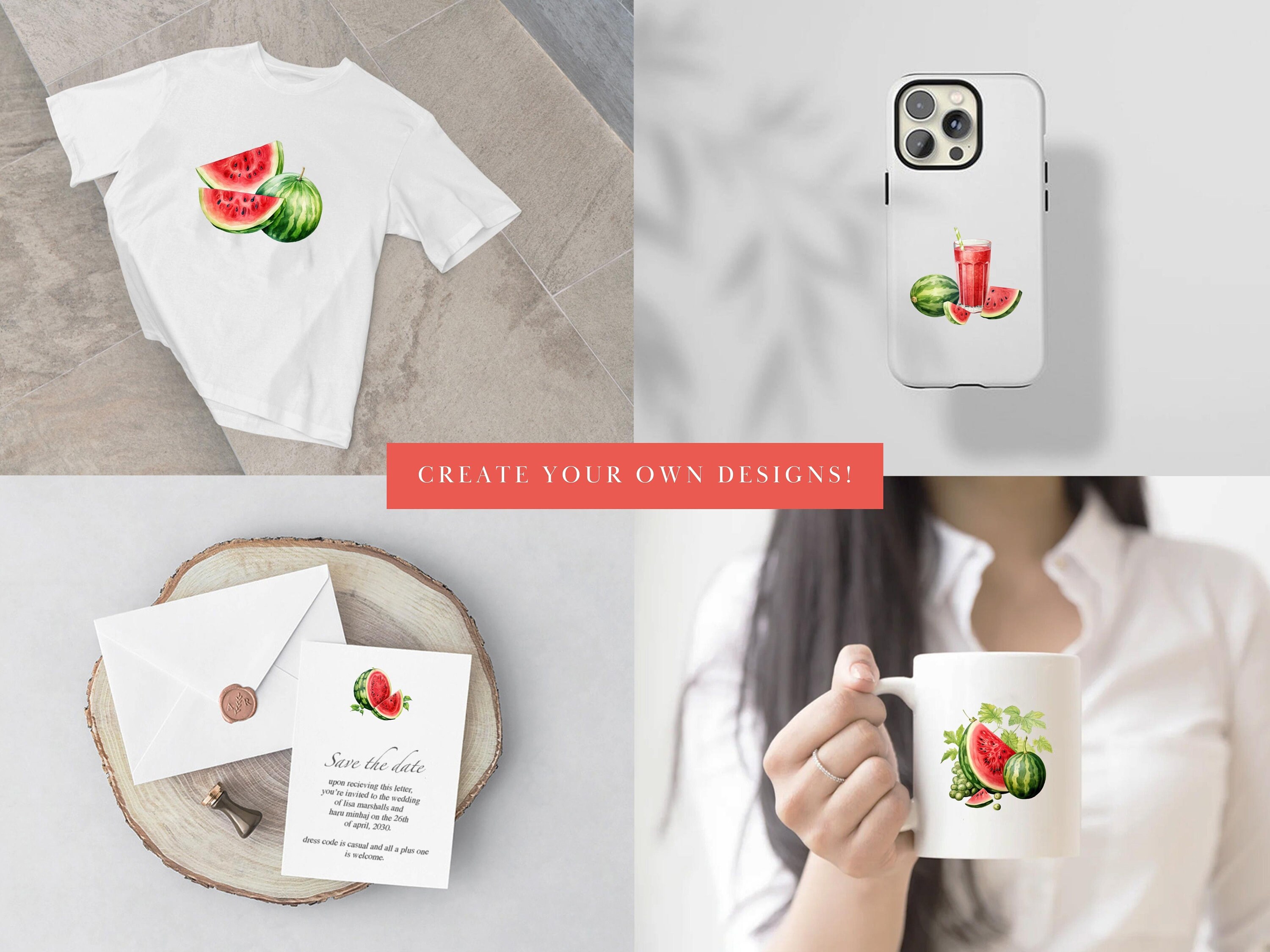 Watercolor Watermelon Clipart, Refreshing Watermelons Clipart, Summer ...