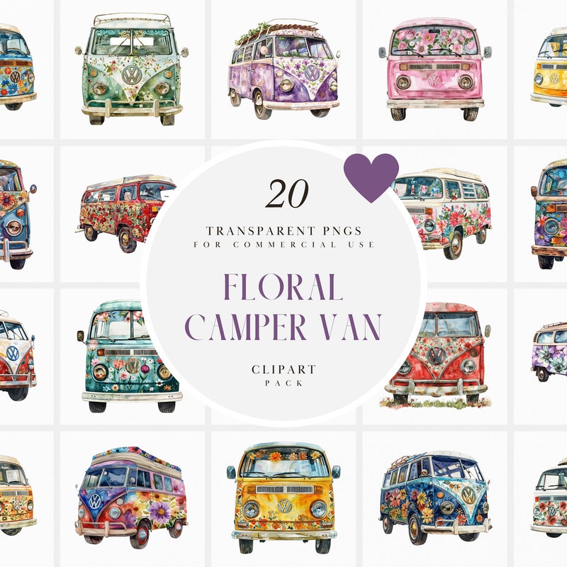 Hippie Van Clipart - Etsy