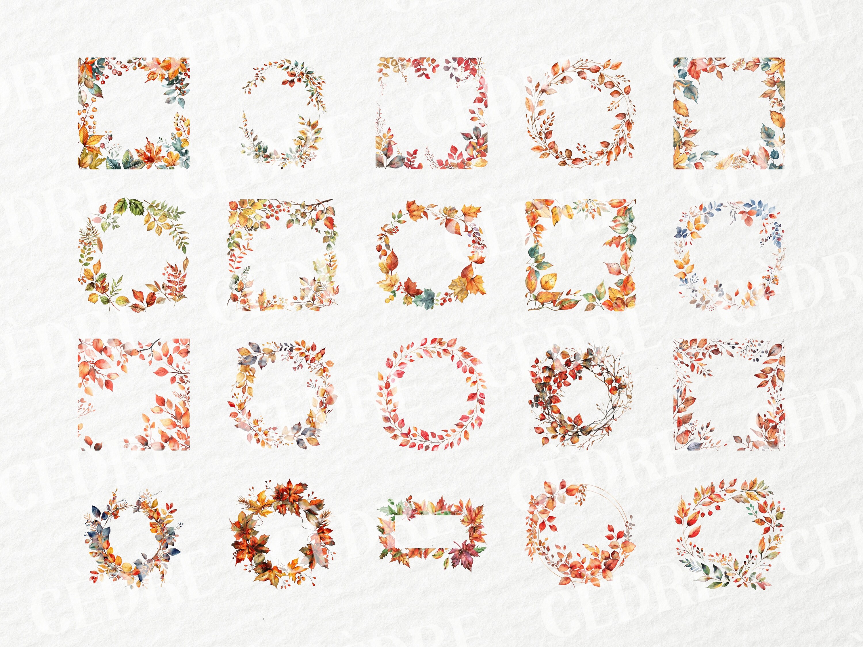 Watercolor Fall Frame Clipart, Fall Season Leaves Frames, Rounded ...