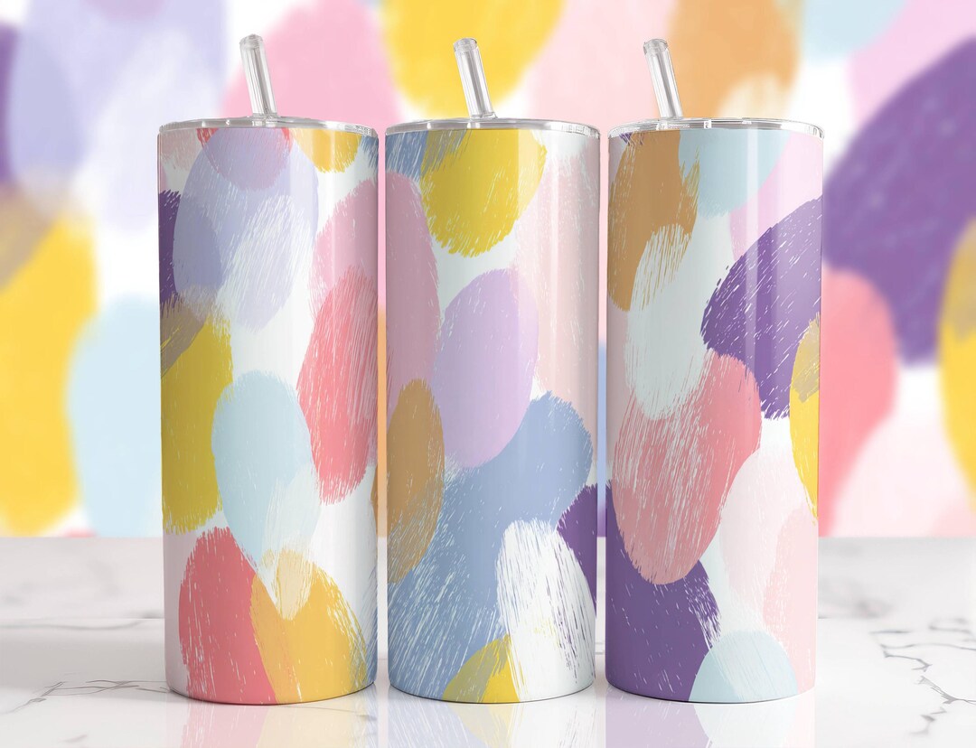 20 Oz Skinny Tumbler Wrap, Colorful Brush Stroke, Brush Art, Straight ...