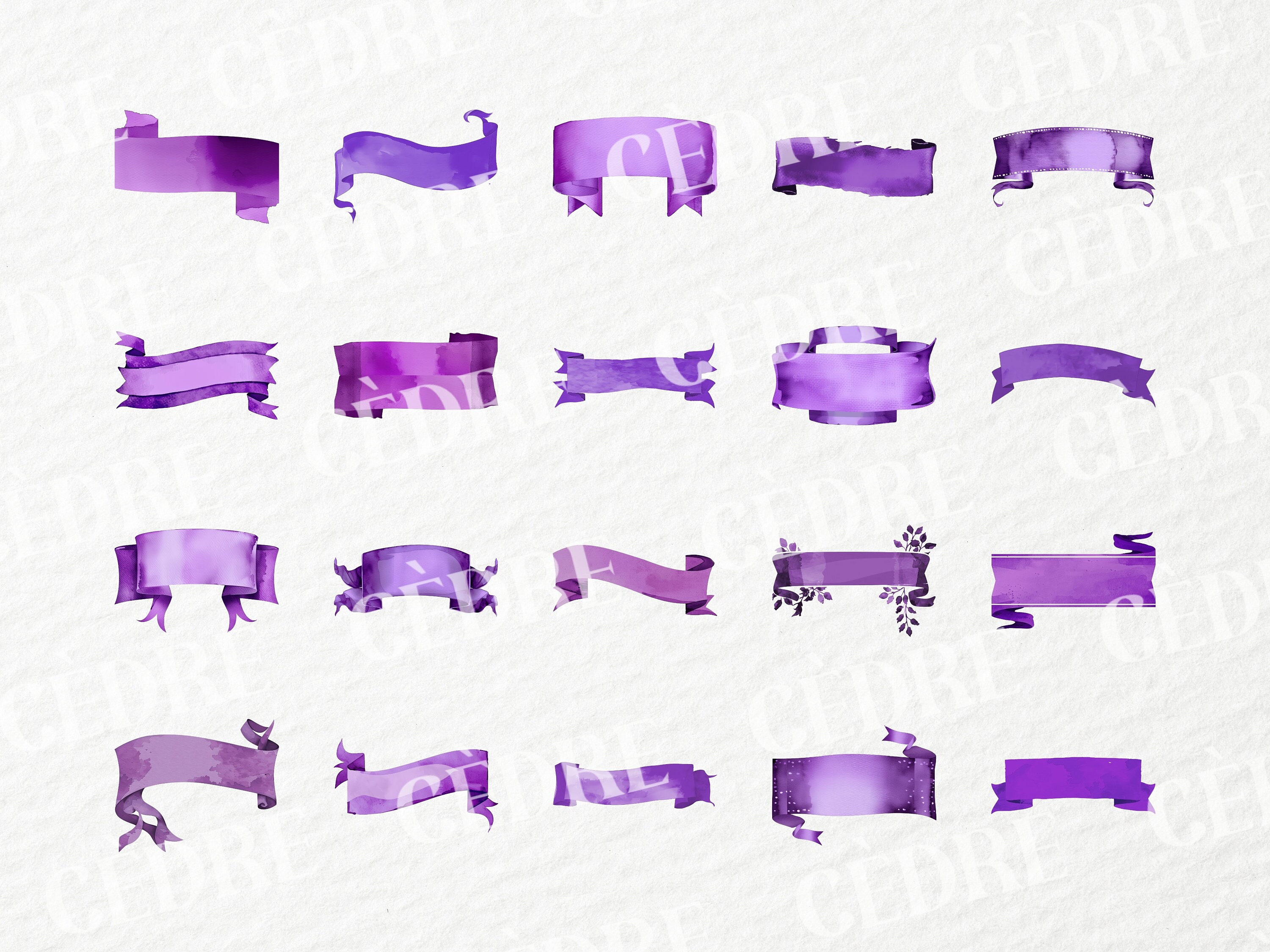 Watercolor Purple Scroll Banner Clipart, Purple Ribbon Banner Clipart ...