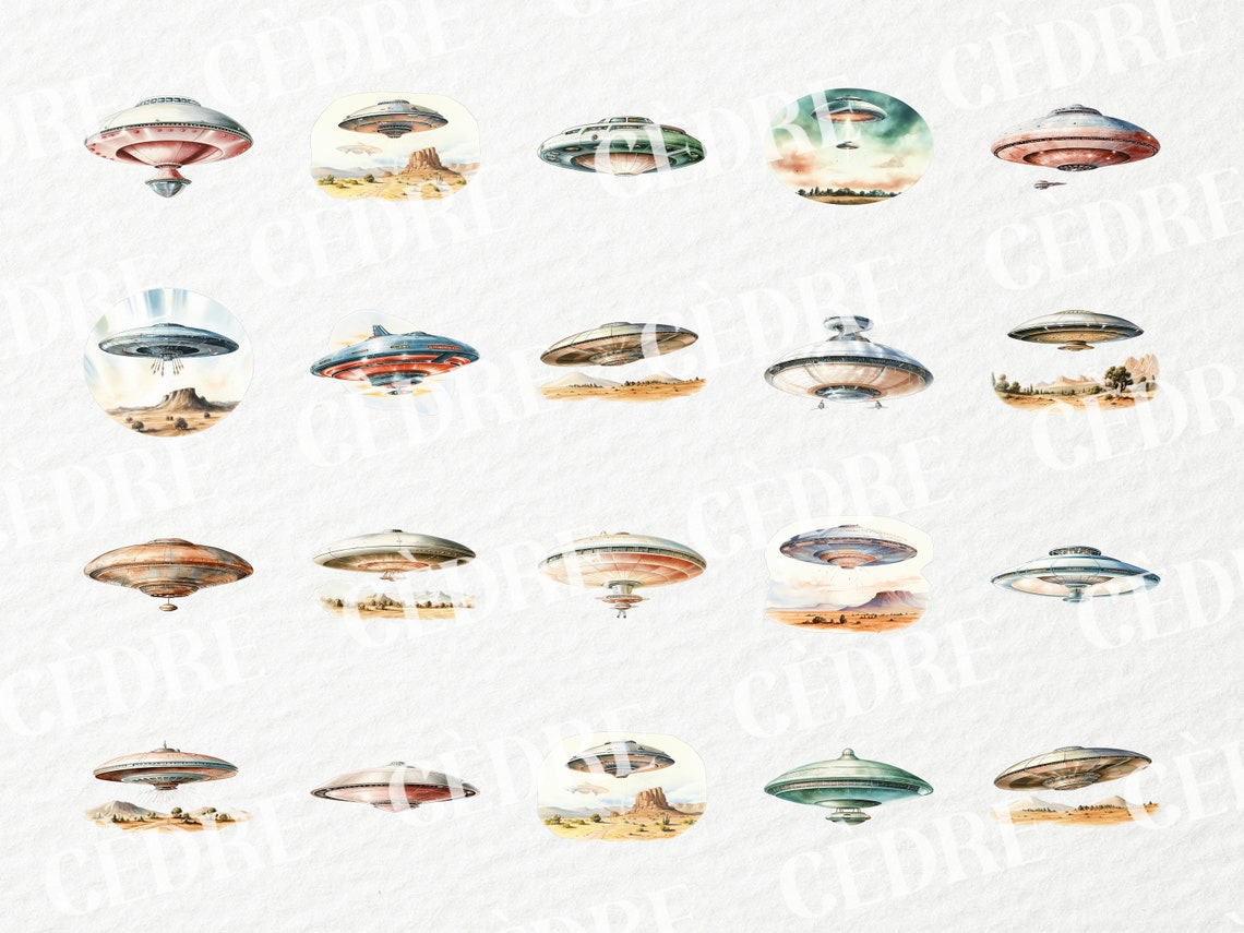 Watercolor Ufos Clipart, UFO Clipart, Aliens Clipart, UFO Paranormal ...