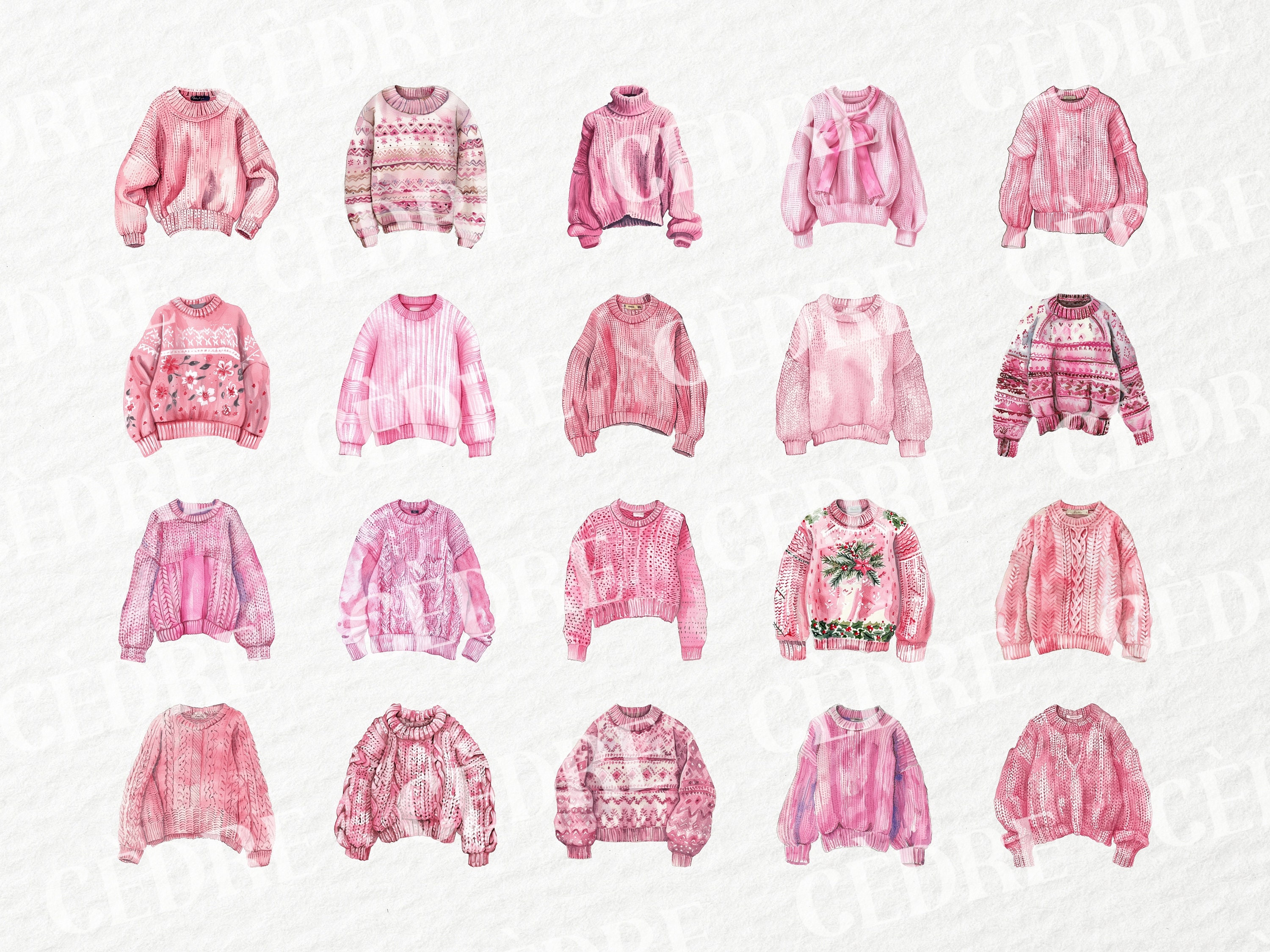 Watercolor Pink Sweater Clipart, Pink Sweaters Clipart, Knit Sweater ...