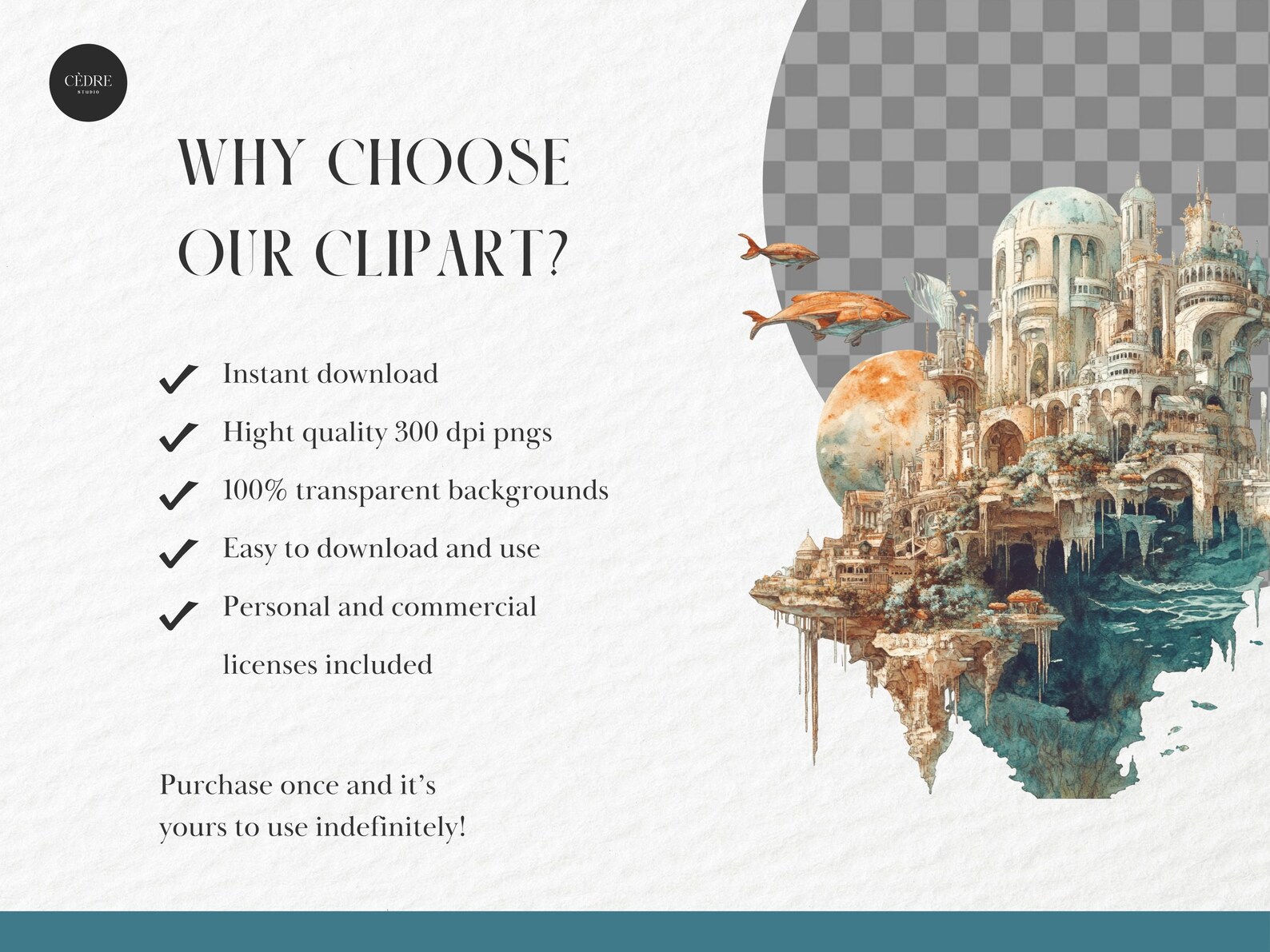 Watercolor Atlantis Clipart, Sunken Lost City, Greek Mythology With Sea ...