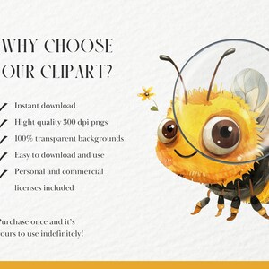 Watercolor Cute Bees Clipart, Flying Bee, Black and Yellow, Cartoon Bee ...