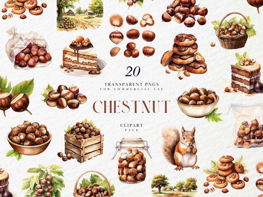 Watercolor Chestnuts Clipart, Nuts Legumes, Healthy Food, Midday Snack ...