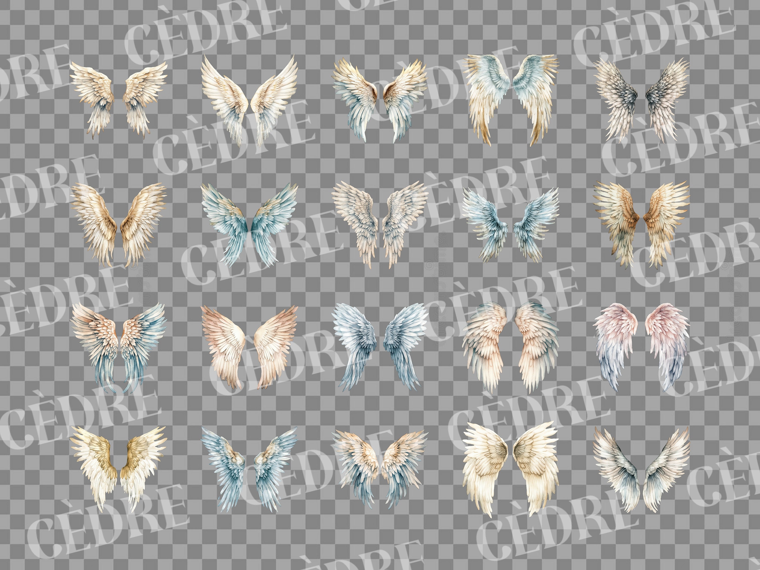 Watercolor Angel Wings Clipart, Heaven Angel Wing Clipart, White ...