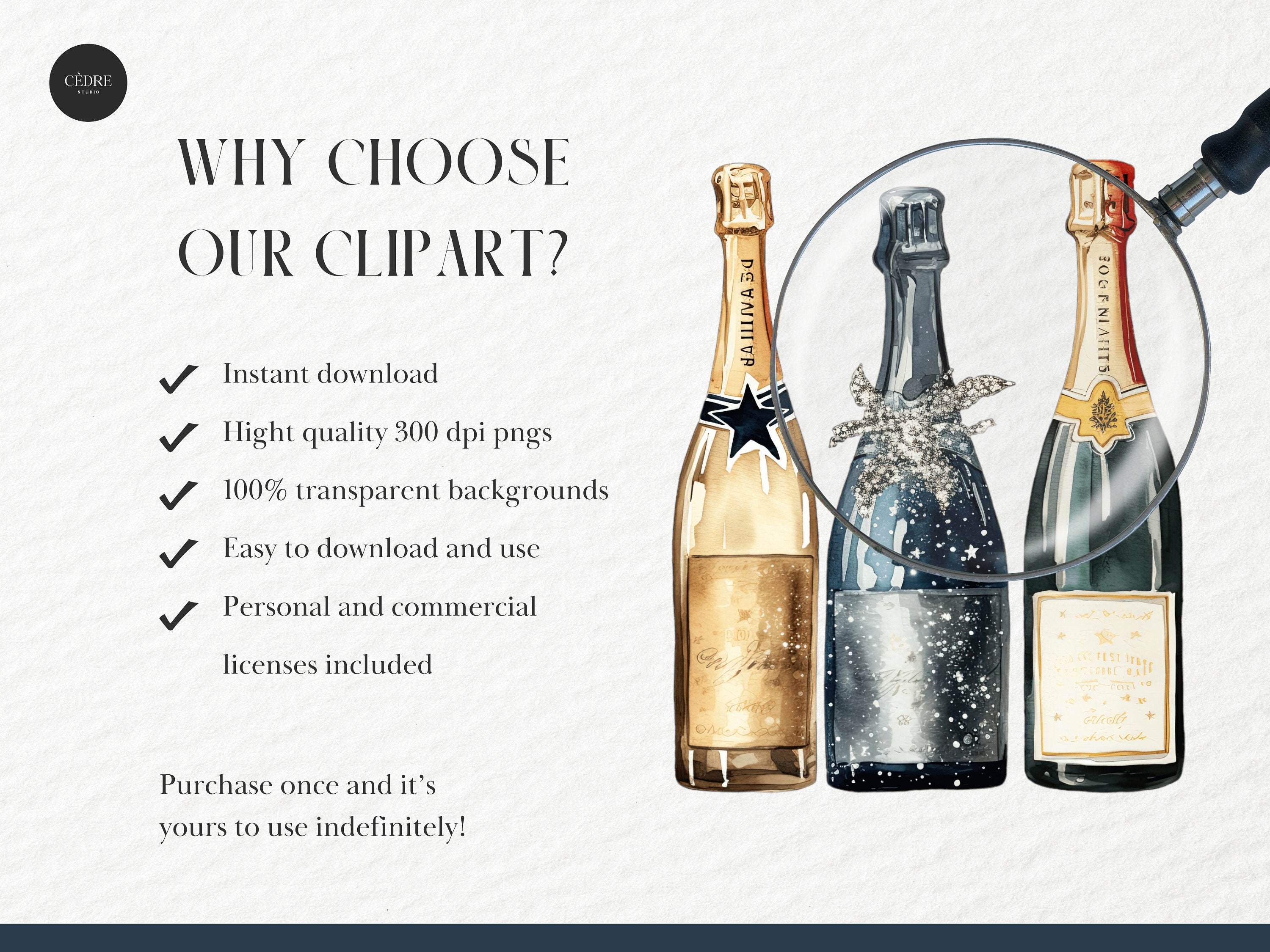 Watercolor New Years Champagne Clipart, New Years Eve Celebratory ...