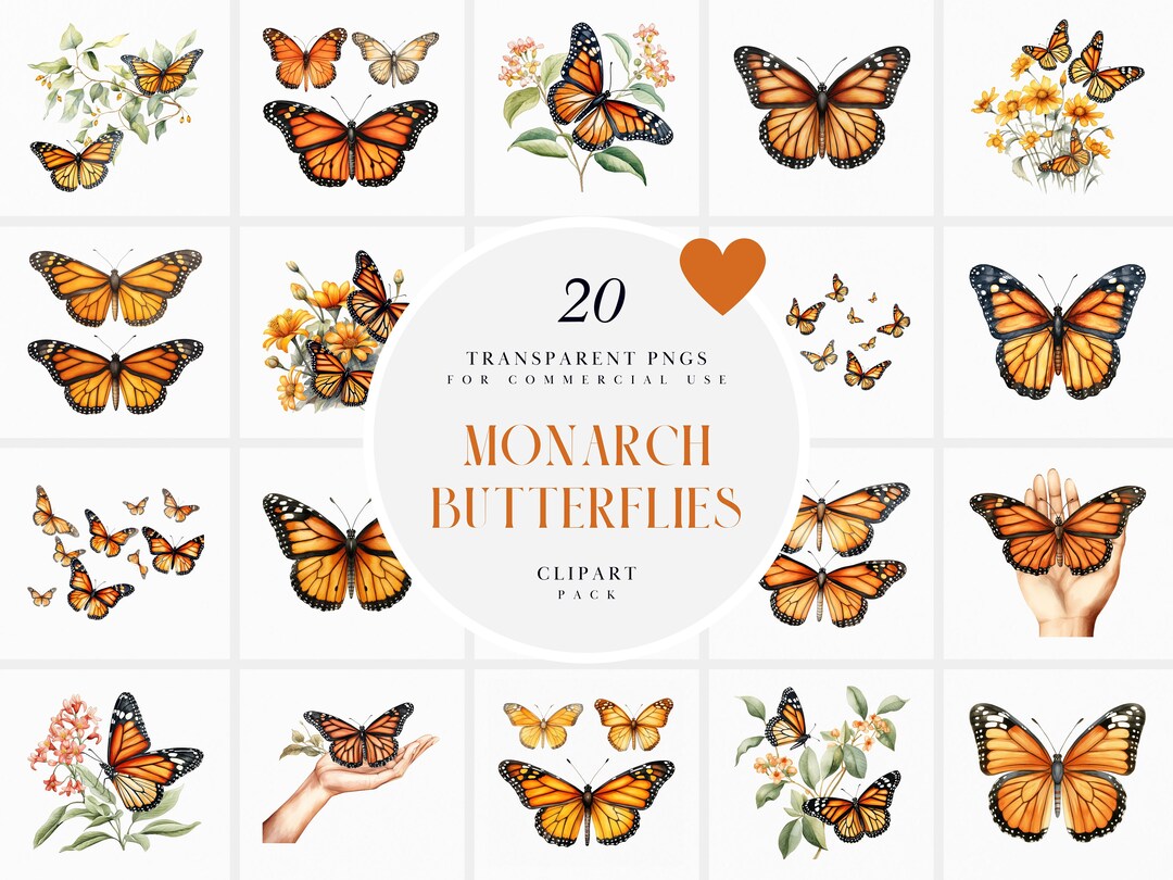 Watercolor Monarch Butterflies Clipart, Flying Monarch Butterfly ...