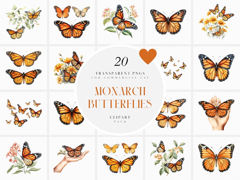 Watercolor Monarch Butterflies Clipart, Flying Monarch Butterfly ...