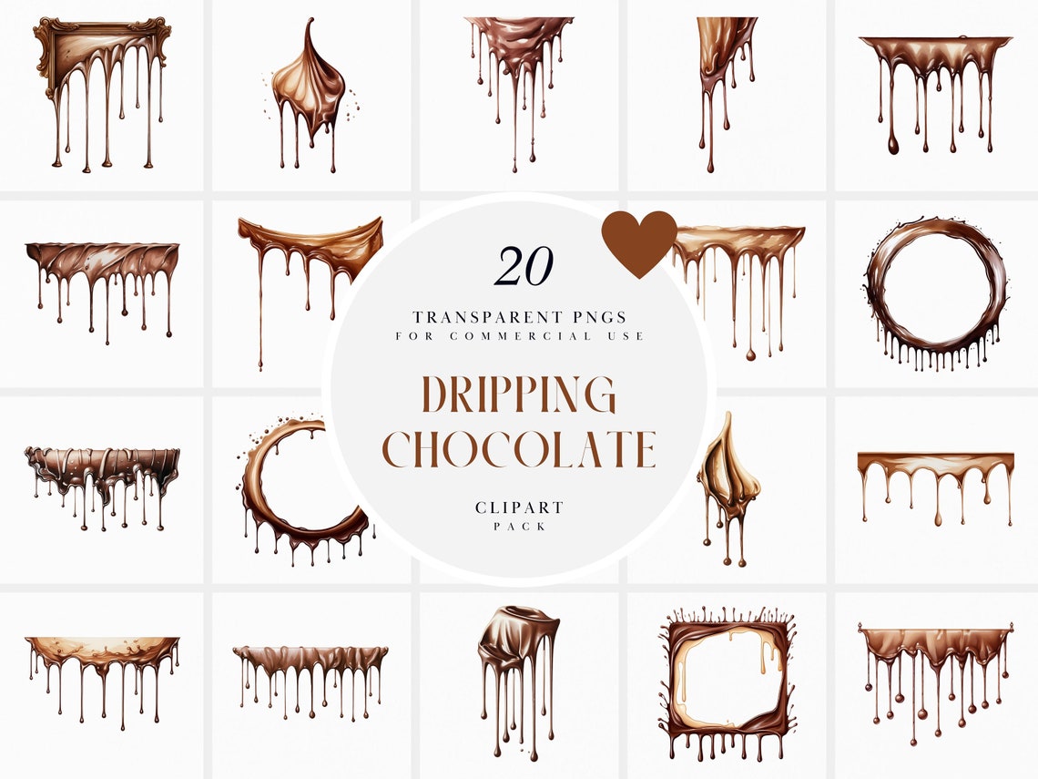 Watercolor Dripping Chocolate Clipart, Chocolate Dessert Drips Clipart ...