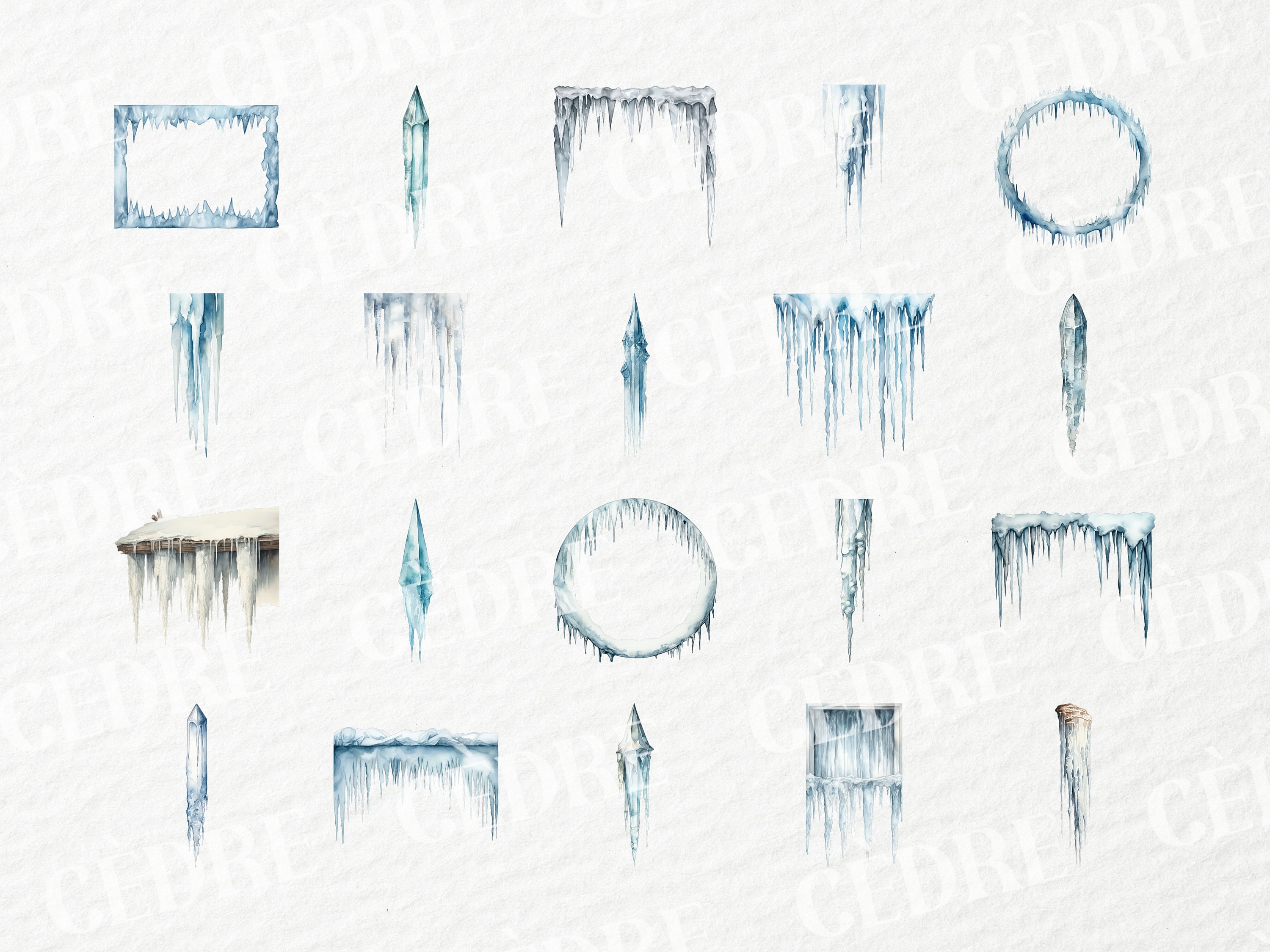Watercolor Ice Spike Clipart, Freezing Ice Spikes Clipart, Freezing ...