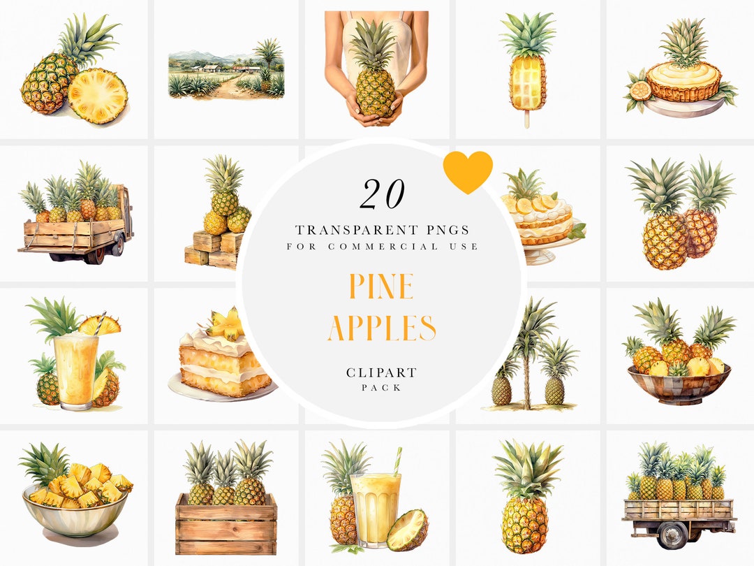 Watercolor Pineapple Clipart Pineapples Clipart Yellow - Etsy