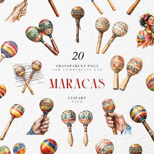 Watercolor Maracas Clipart, Shaker Shac Shac Clipart, Rattle Percussion ...