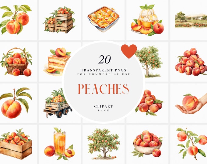 Peach Dessert Clipart Bundle, Transparent PNG, Summer Clipart, Digital ...
