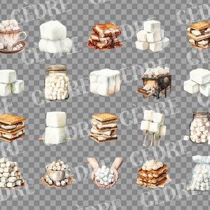 Watercolor Marshmallows Clipart, Fluffy White Marshmallow Clipart ...