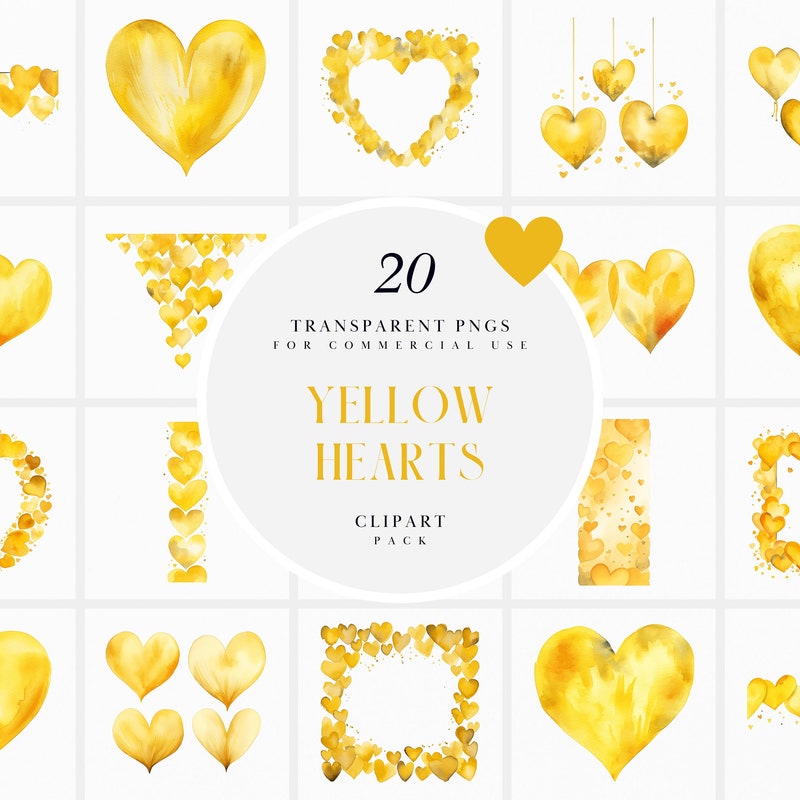 Yellow Hearts - Etsy