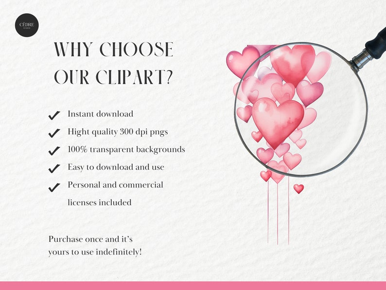 Watercolor Pink Hearts Clipart, Pink Heart Clipart, Heart Shape Clipart ...