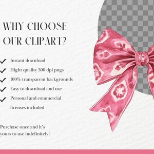 Watercolor Pink Bow Clipart, Pink Hair Bows Clipart, Pink Ribbon ...