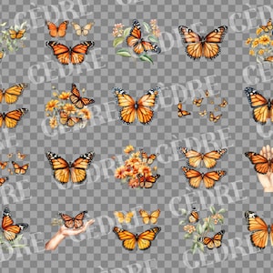 Watercolor Monarch Butterflies Clipart, Flying Monarch Butterfly ...