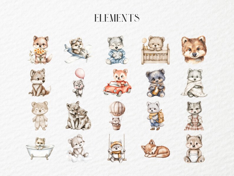 Watercolor Teddy Wolf Clipart, Cute Plush Toy Animal, Nursery Woodland ...
