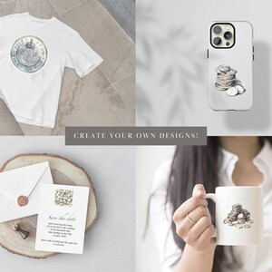 Watercolor Silver Coins Clipart, Lucky Coin Clipart, Cash Currency ...