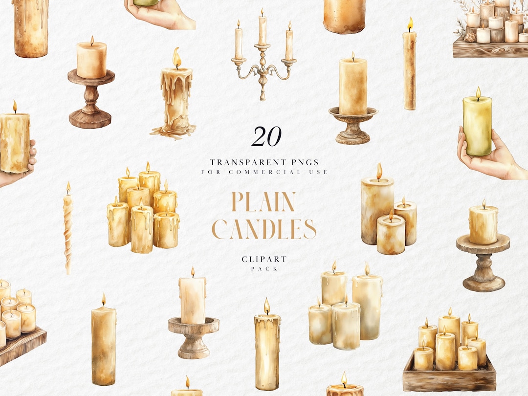 Watercolor Plain Candles Clipart, Modern Scentless Candle, Beige ...