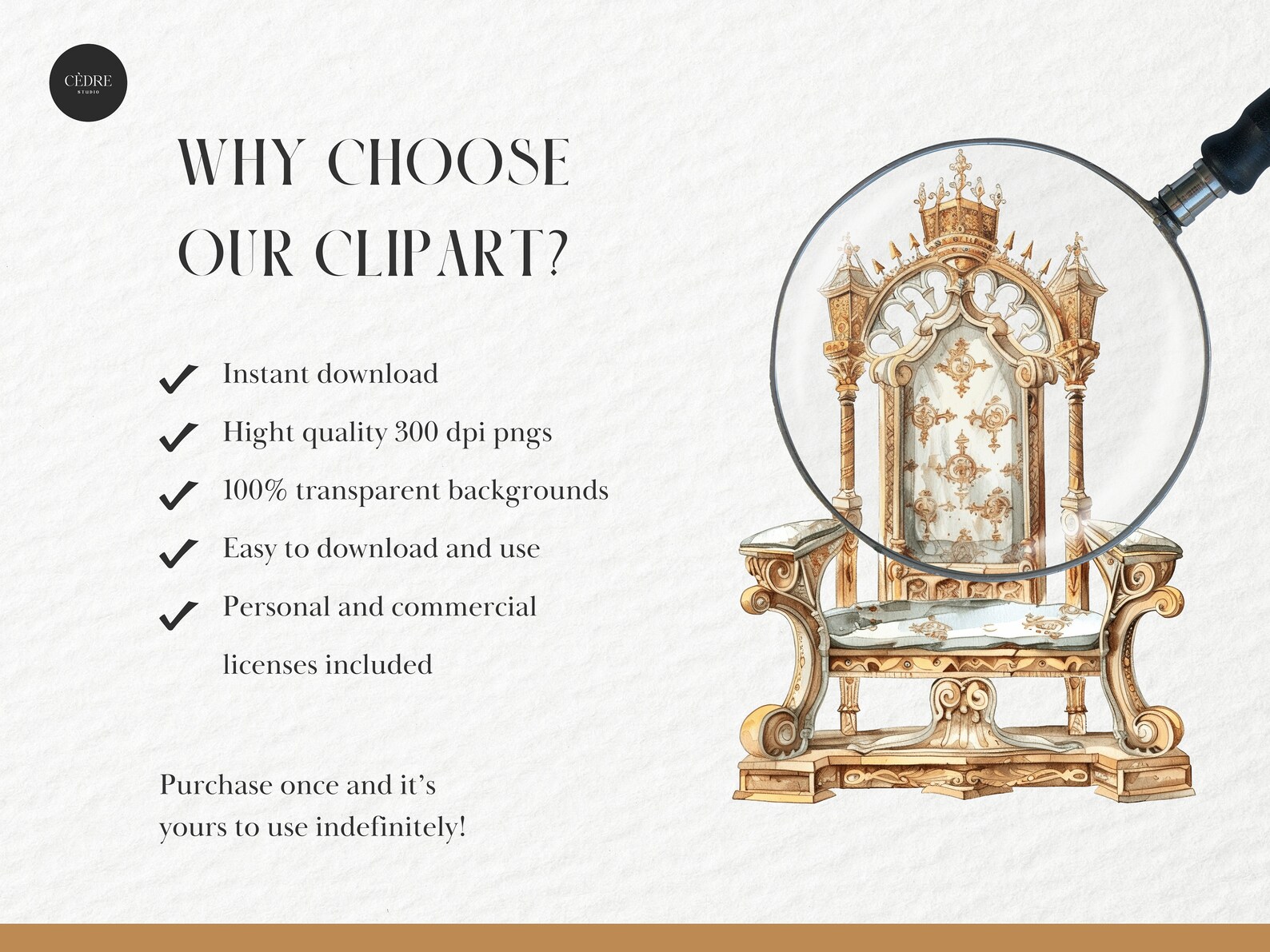 Watercolor Kings Throne Clipart, Royalty Medieval Elements, Queen ...