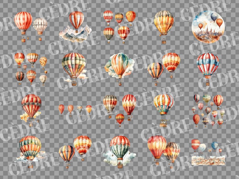 Watercolor Hot Air Balloon Clipart, Hot Air Balloons Clipart, Nursery ...