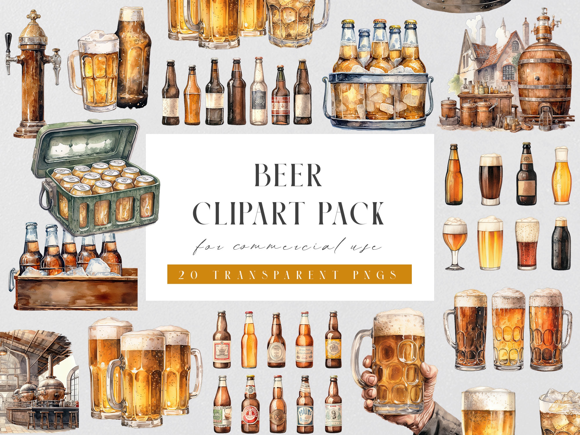 Watercolor Cold Beer Clipart Cold Beers Drinks Pub Clipart - Etsy UK