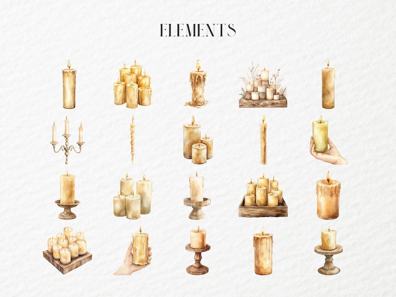 Watercolor Plain Candles Clipart, Modern Scentless Candle, Beige ...