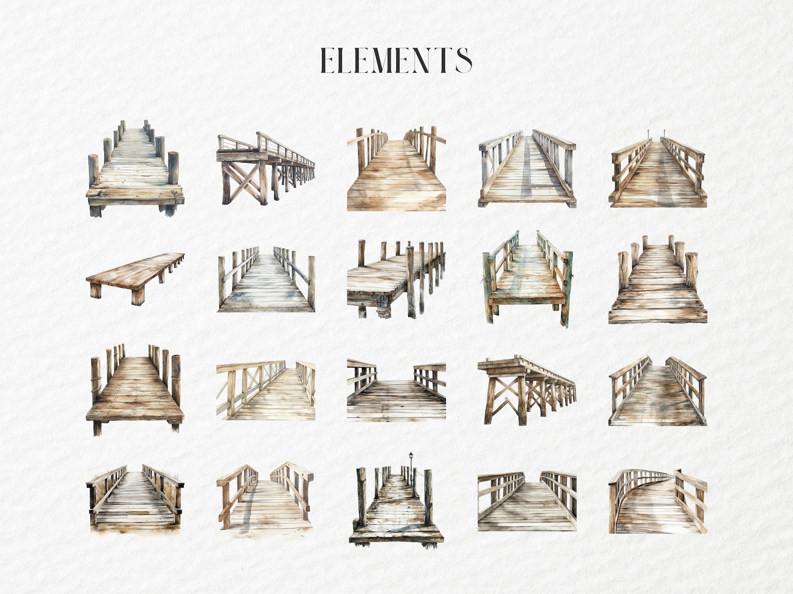 Watercolor Wooden Pier Clipart, Rustic Boardwalk, Seaside, Lake Path by ...