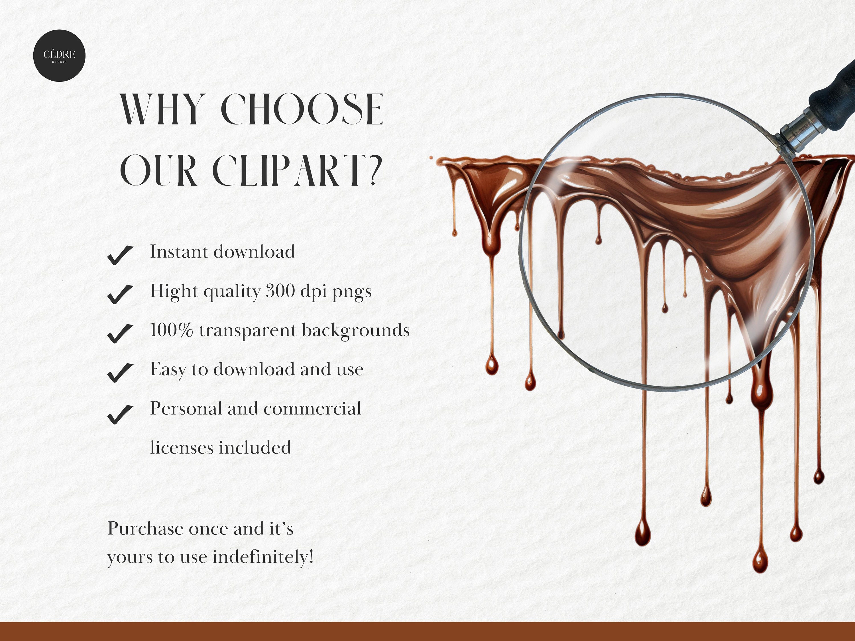 Watercolor Dripping Chocolate Clipart, Chocolate Dessert Drips Clipart ...