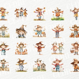 Watercolor Cute Scarecrow Clipart, Cartoon Scarecrow, Kids Illustration ...