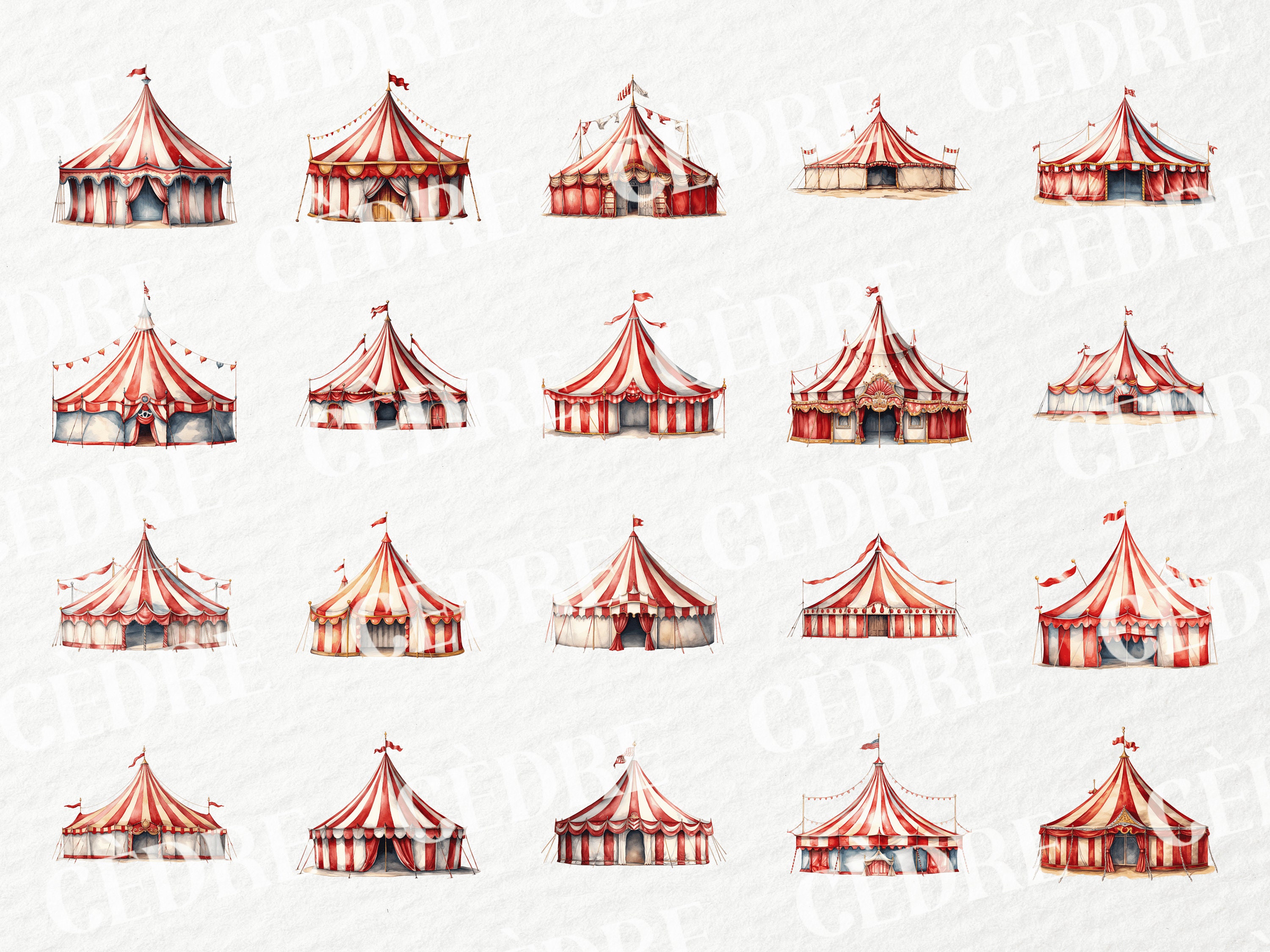 Watercolor Circus Tent Clipart, Circus Tents Clipart, Carnival Tent ...