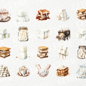 Watercolor Marshmallows Clipart, Fluffy White Marshmallow Clipart ...