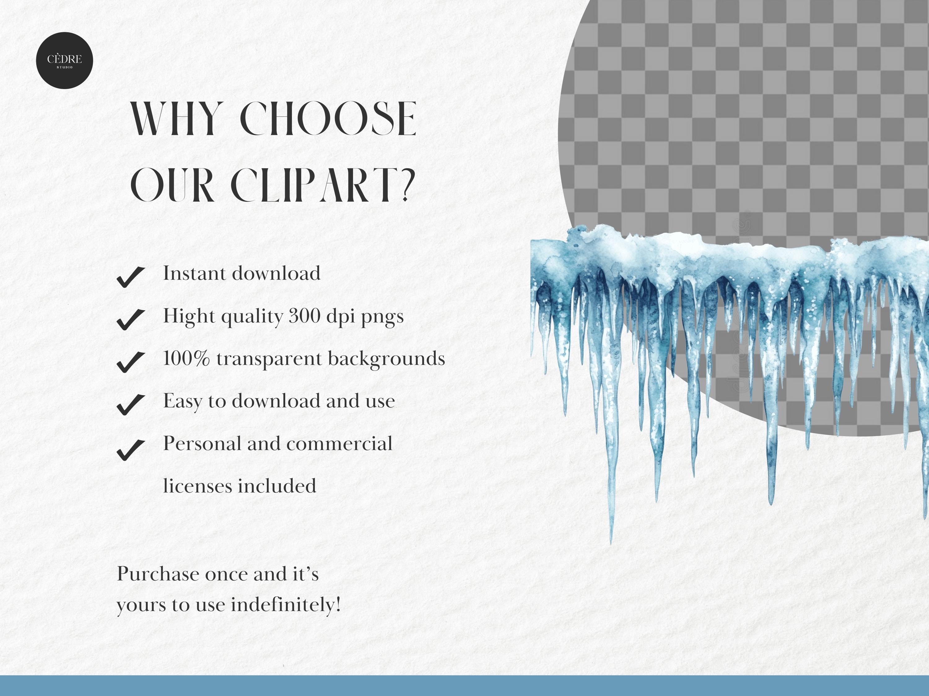 Watercolor Ice Spikes Banner Clipart, Page Border, Frozen Ice, Winter ...