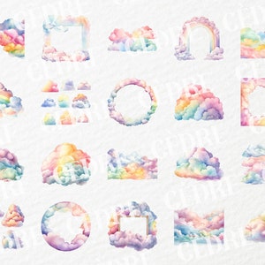 Watercolor Pastel Clouds Clipart, Rainbow Fluffy Clouds Clipart ...