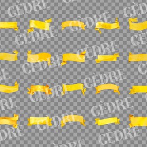 Watercolor Yellow Scroll Banner Clipart, Green Ribbon Banner Clipart ...