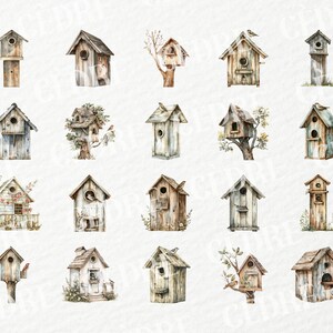 Watercolor Wooden Birdhouse Clipart, Wood Birdhouses Clipart, Porch ...