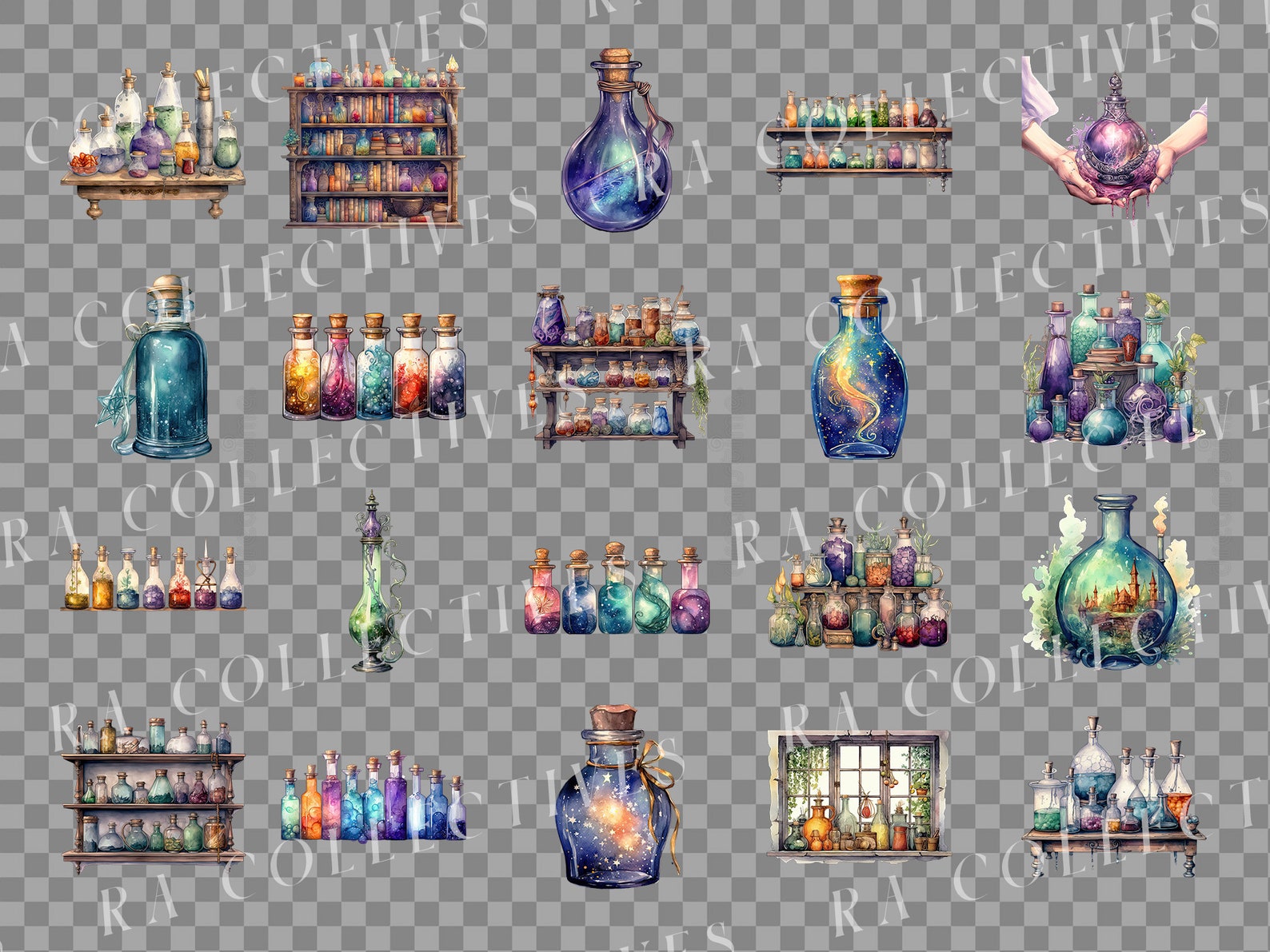 Watercolor Magical Potions Clipart Fantasy Magic Potions - Etsy