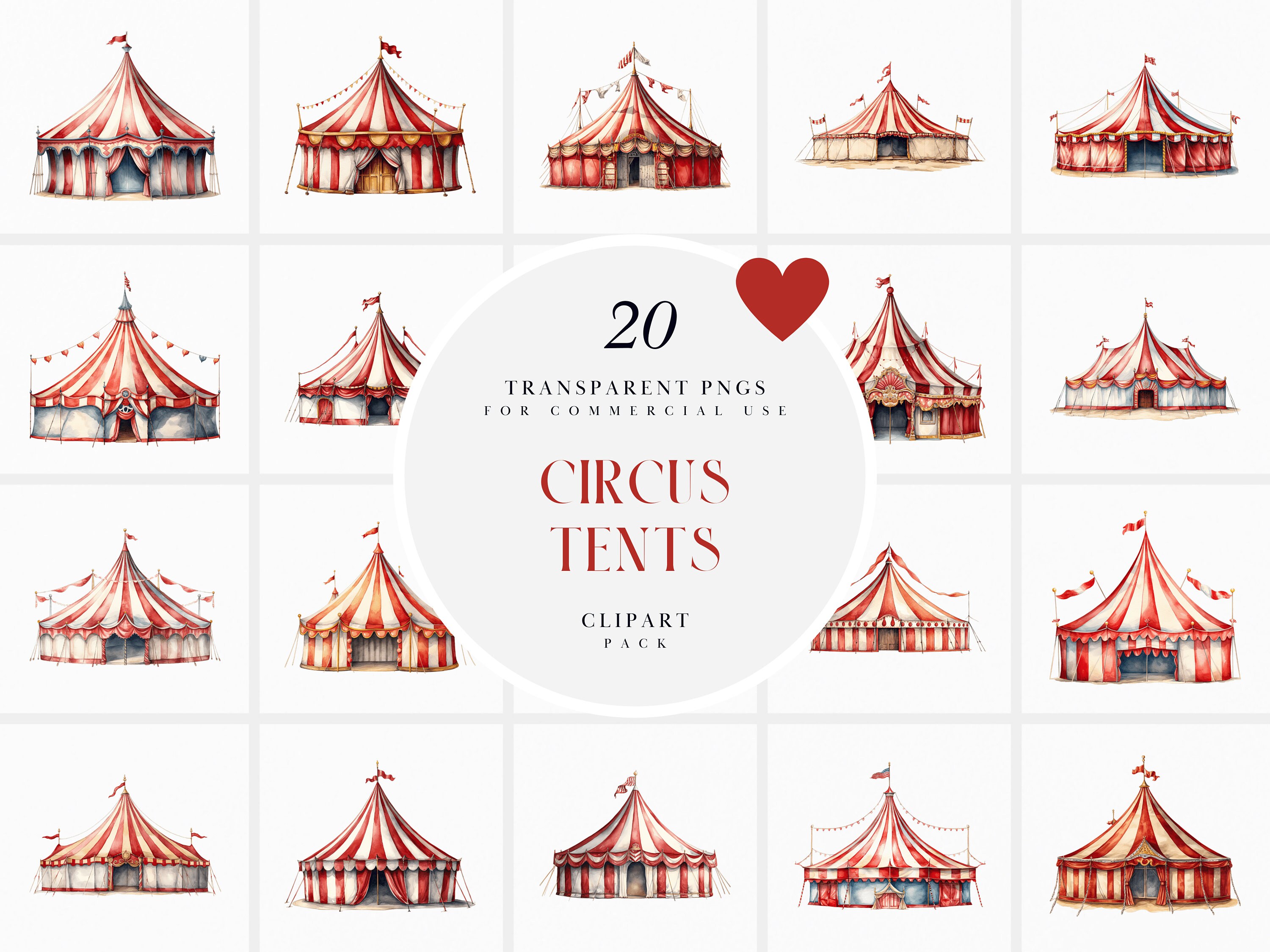Watercolor Circus Tent Clipart, Circus Tents Clipart, Carnival Tent ...