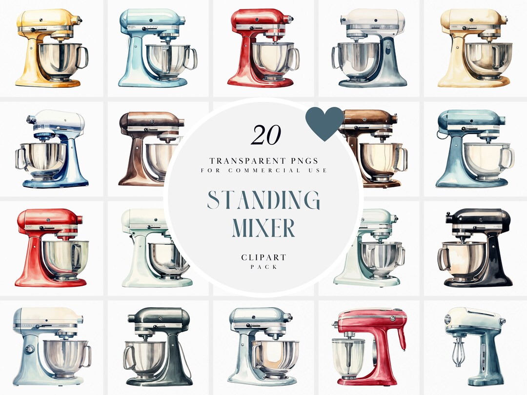 Watercolor Standing Mixer Clipart, Kitchen Mixer Clipart, Electric ...